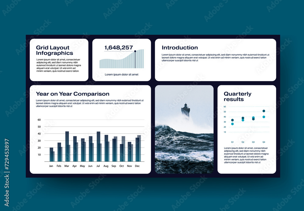 Professional Grid Layout Infographic Template Stock Template | Adobe Stock