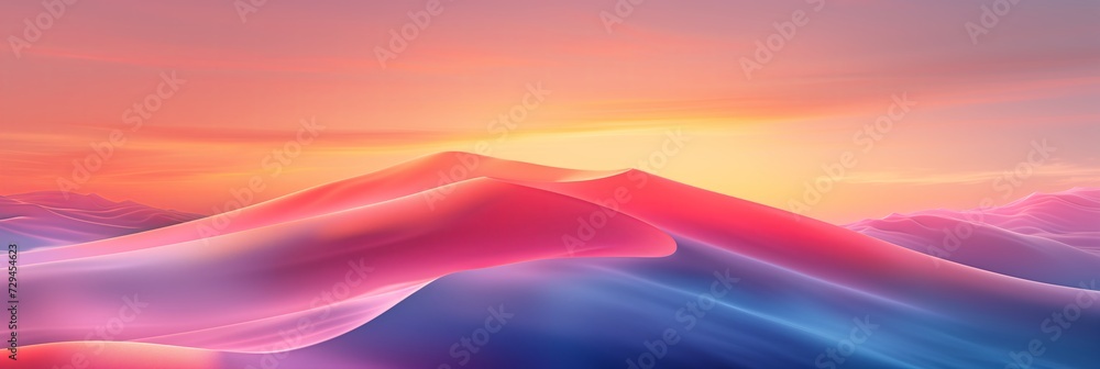 Surreal Dunes at Twilight: Digital Artwork of Vibrant Sand Waves Under ...