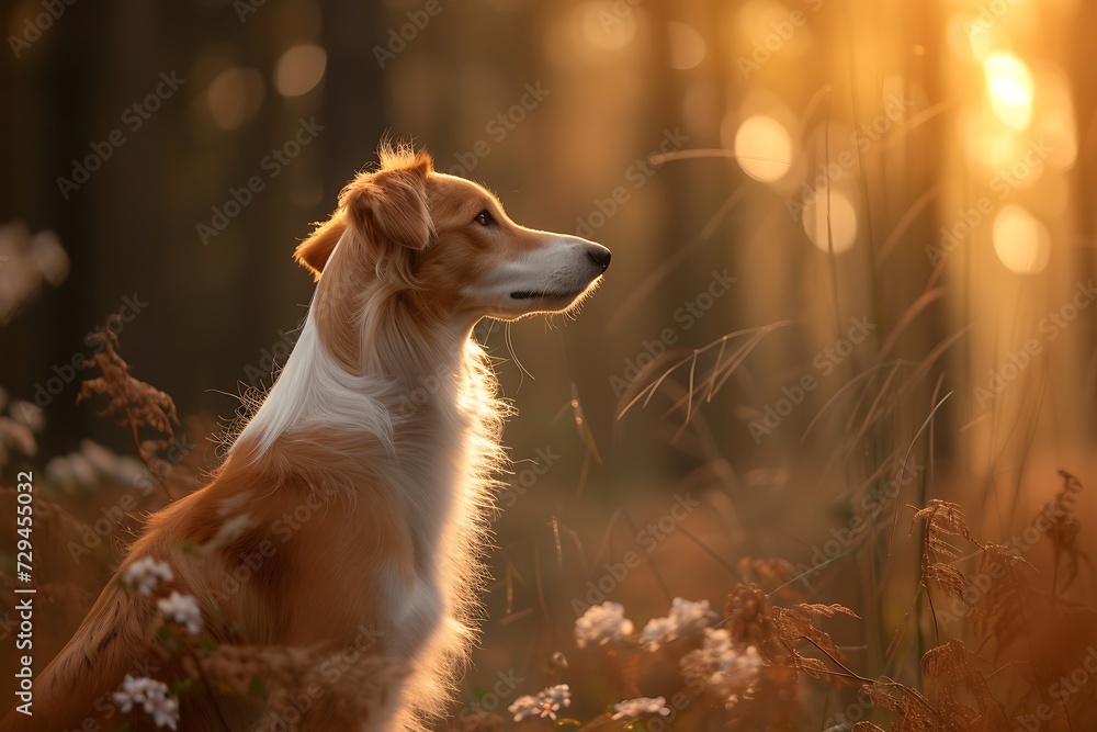 Cute Borzoi dog photo, in the style of golden light, danish golden age ...