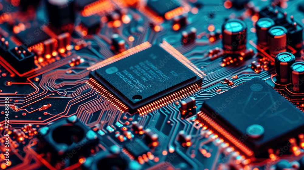 Computer part circuit board close up photo Stock Illustration | Adobe Stock