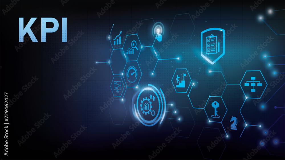 Vektorová grafika „Banner KPI concept with icons. Key Performance ...