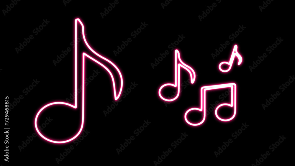 Glowing neon effect music icon. Music notes icon. Musical key signs ...