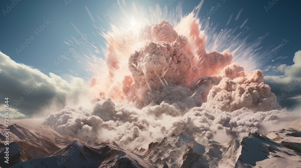 Majestic volcanic eruption captured mid-explosion over snow-capped ...