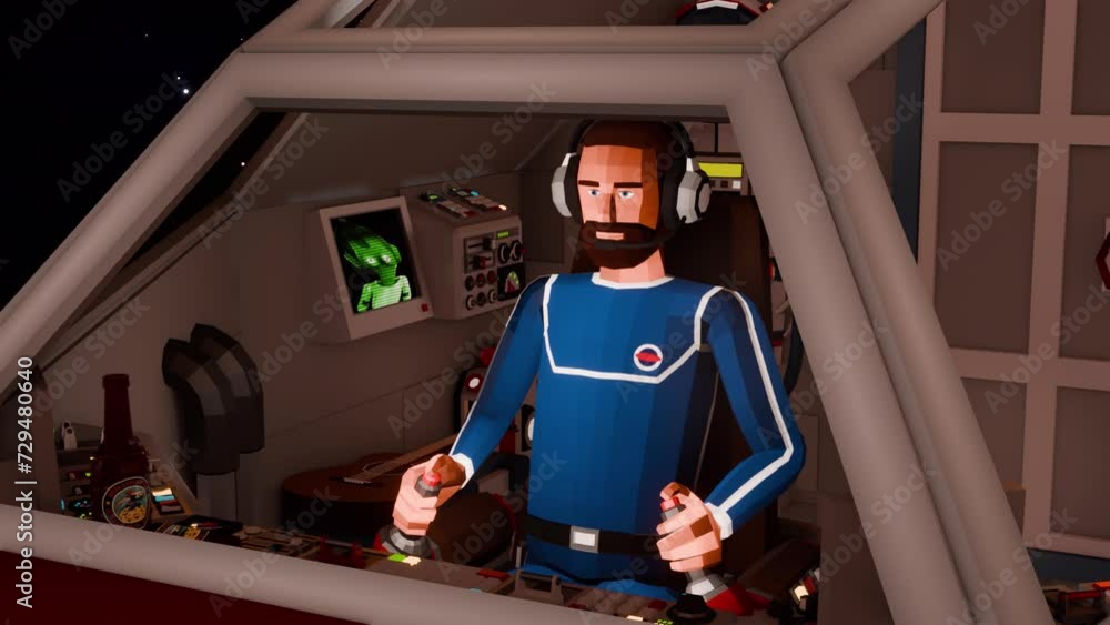 Pilot in the cockpit controls the spacecraft. An astronaut flies on a ...
