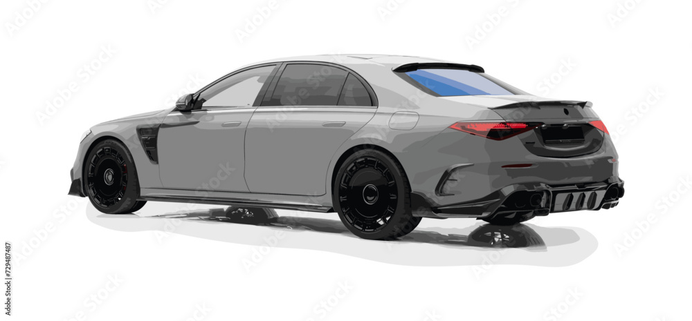 Mercedes AMG S 63 car icon. Luxury car sedan auto. Rear side view ...