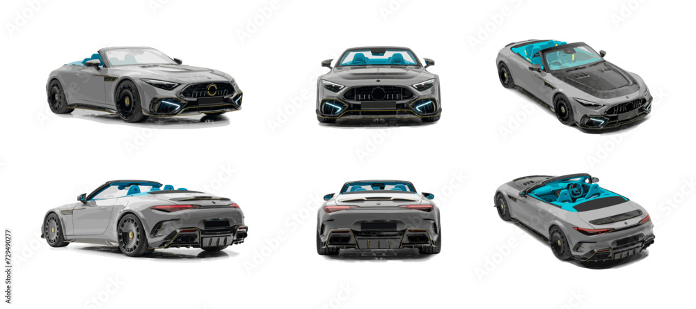 Mercedes-AMG SL R232 convertible car icons. Luxury convertible SL-Class ...