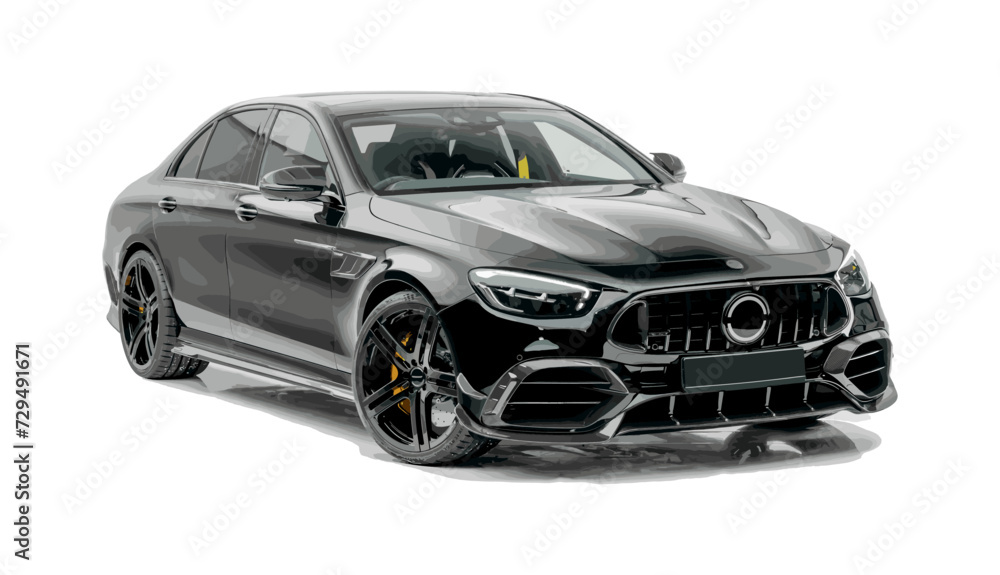 Mercedes Benz E63 S sedan car icon. Luxury auto. Front side view ...