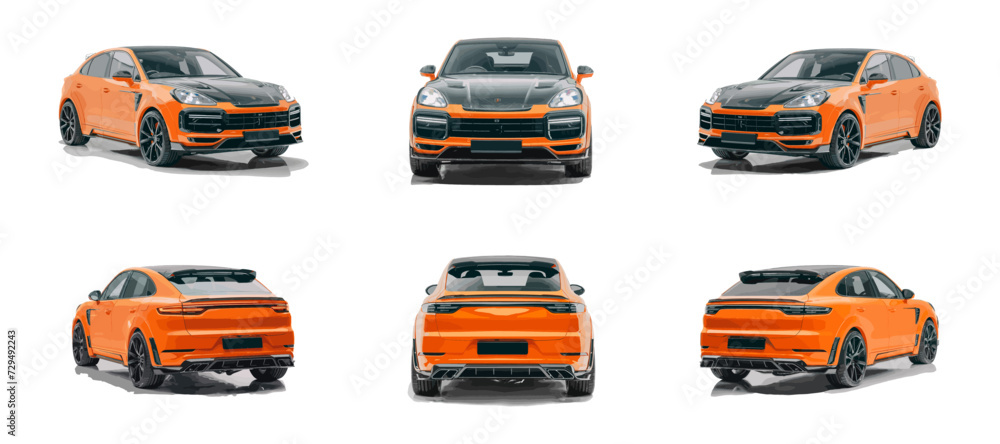 Porsche Cayenne Coupe car icon set. Sport car. Mansory tuning ...