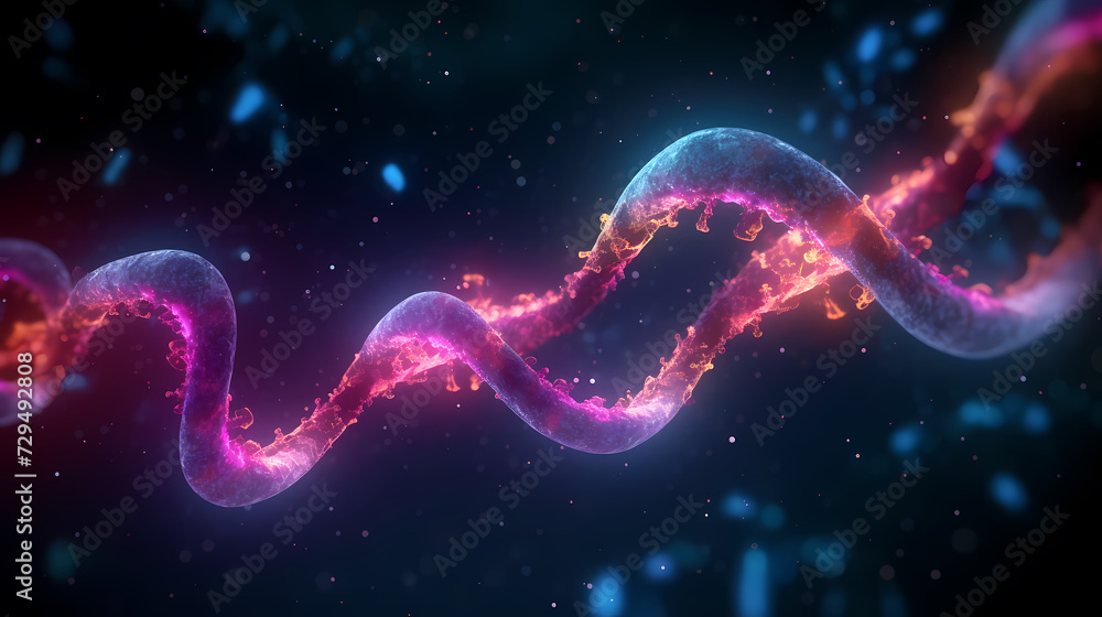3D rendering genetic diagram of human DNA under microscope Stock ...