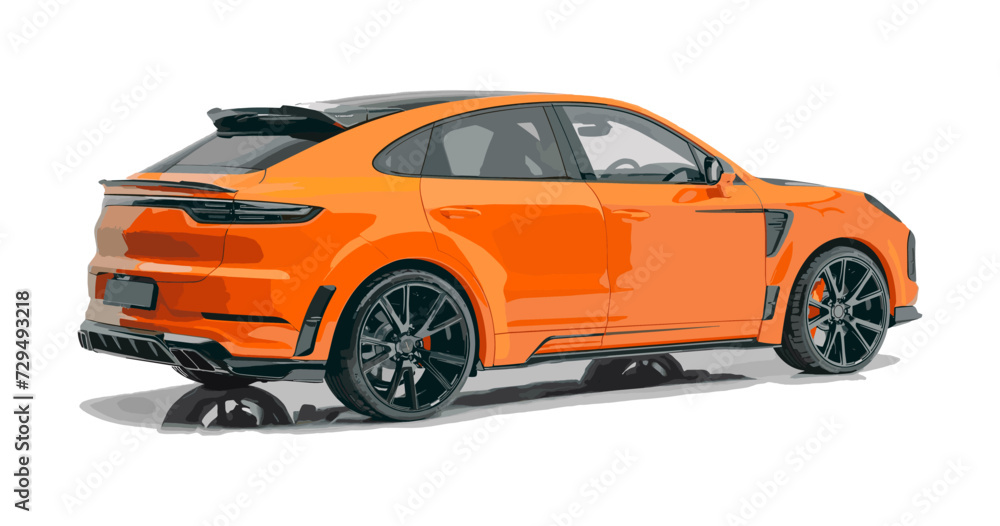 Vetor de Porsche Cayenne Coupe car icon. Luxury orange auto. Mansory ...