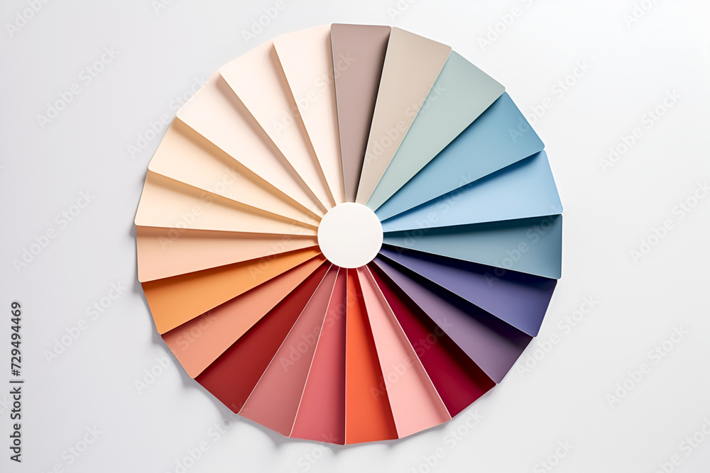 Pastel color samples pallet on light background. Designer's color fan ...