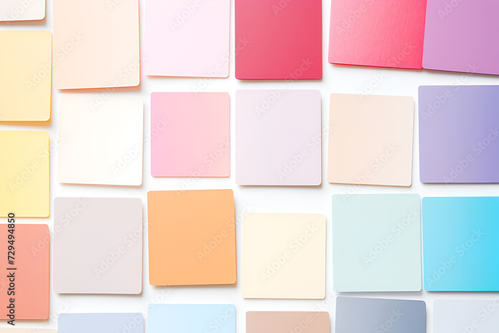 Pastel color samples. Pastel paper squares, a minimalist design concept ...