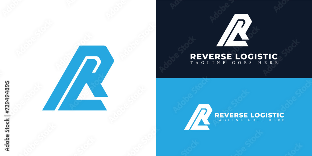 Abstract initial letter RL or LR logo in blue color isolated in white ...