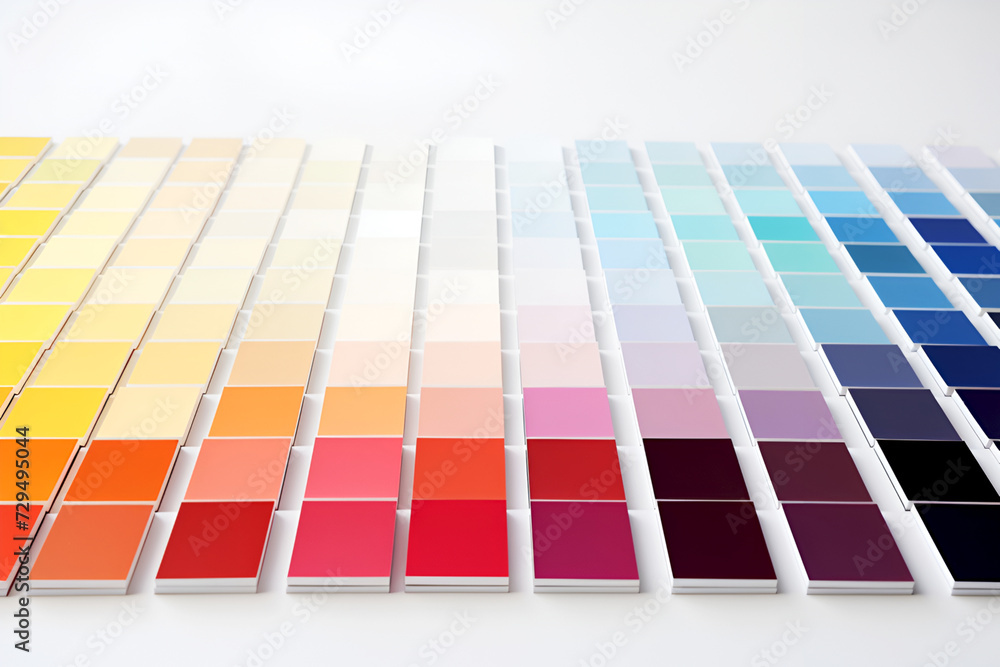 decorator color palette. Spectrum of color samples aligned in a clean ...