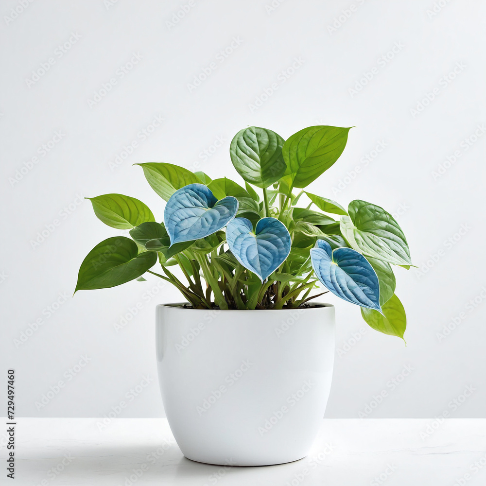 Illustration of potted cebu blue pothos plant white flower pot ...