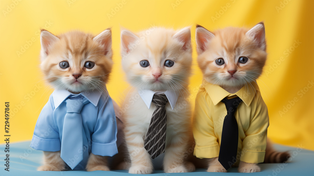Cute funny different baby cats group dressed as business team Stock ...