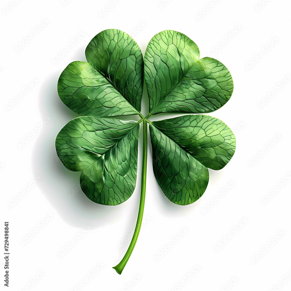 A symbol of luck and hope, a four leaf clover stands out against a pure ...