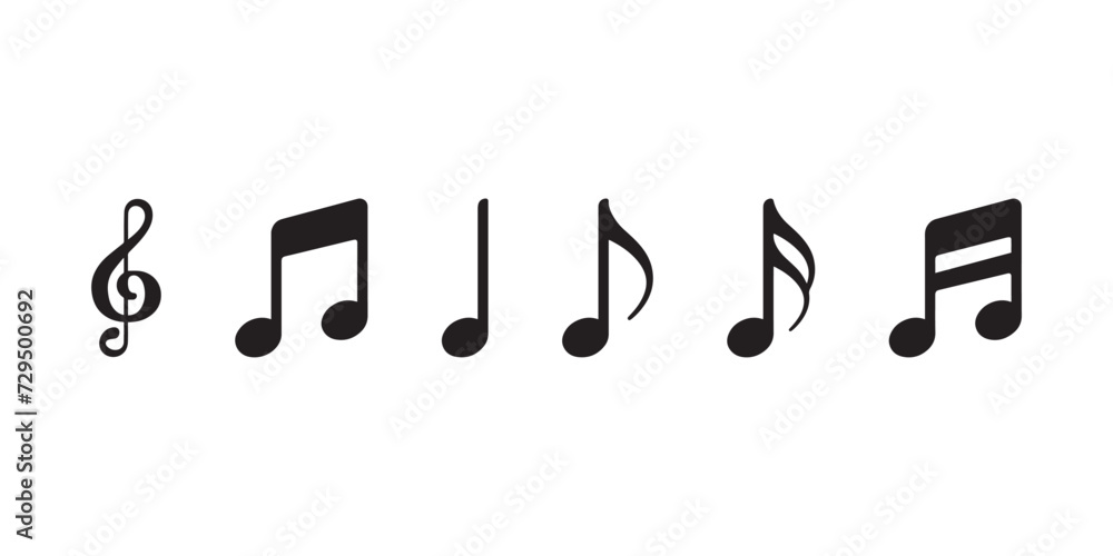 Music notes icon set, Music notes symbol, vector illustration Stock ...