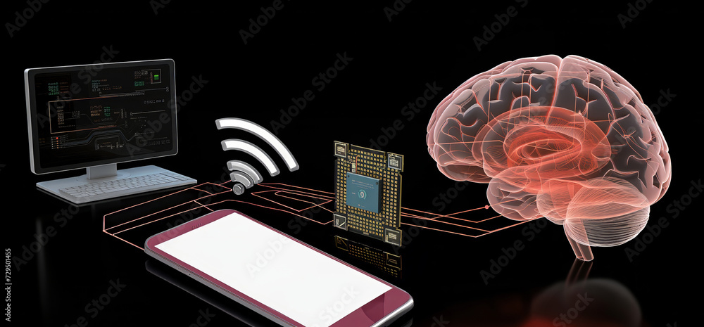 Brain implant chip, Scheme, Illustrating, Explaning, Smartphone ...