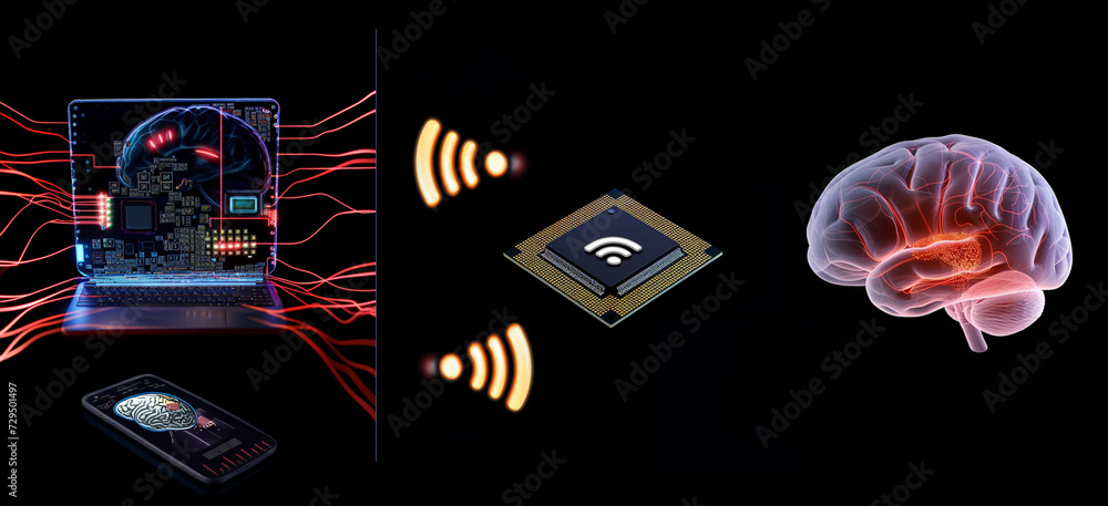 Brain implant chip, Scheme, Illustrating, Explaning, Smartphone ...
