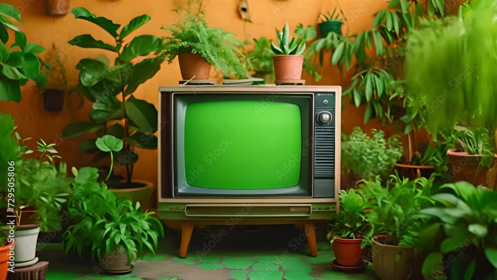 4k tv screen mockup, old vintage tv screen green screen, use key light ...