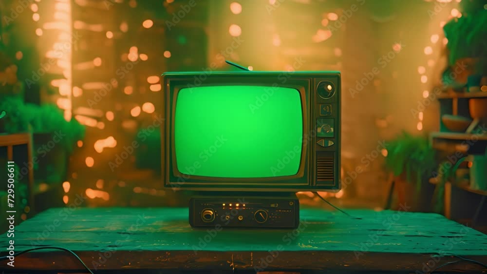 4k tv screen mockup, old vintage tv screen green screen, use key light ...