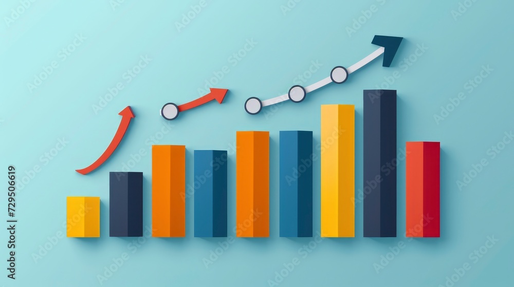 Illustration of Ascending Business Growth Visualized Through a Colorful ...