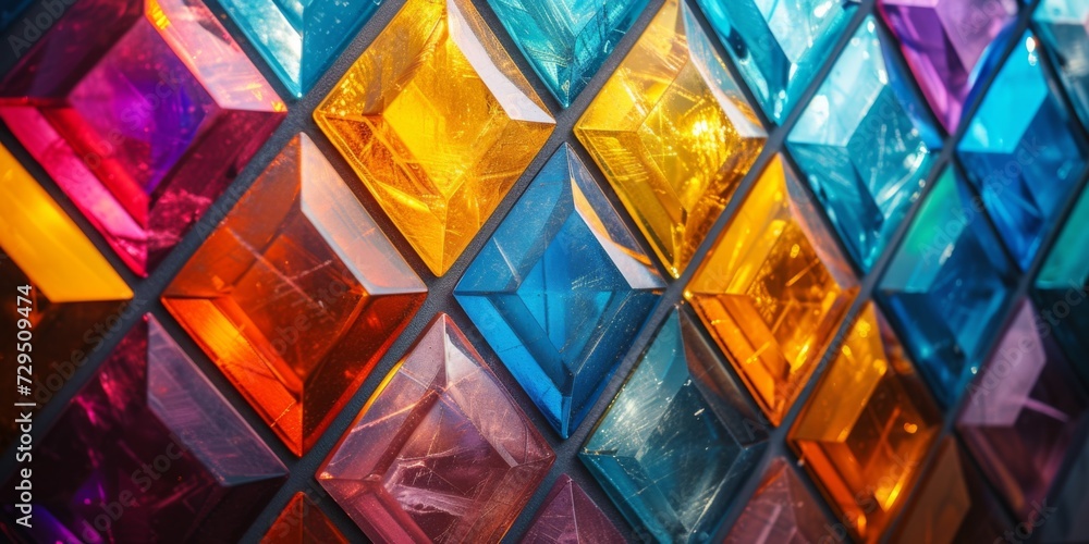 Vibrantly Colored Crystal Rhombus Glass Brick For Graphic Design And ...
