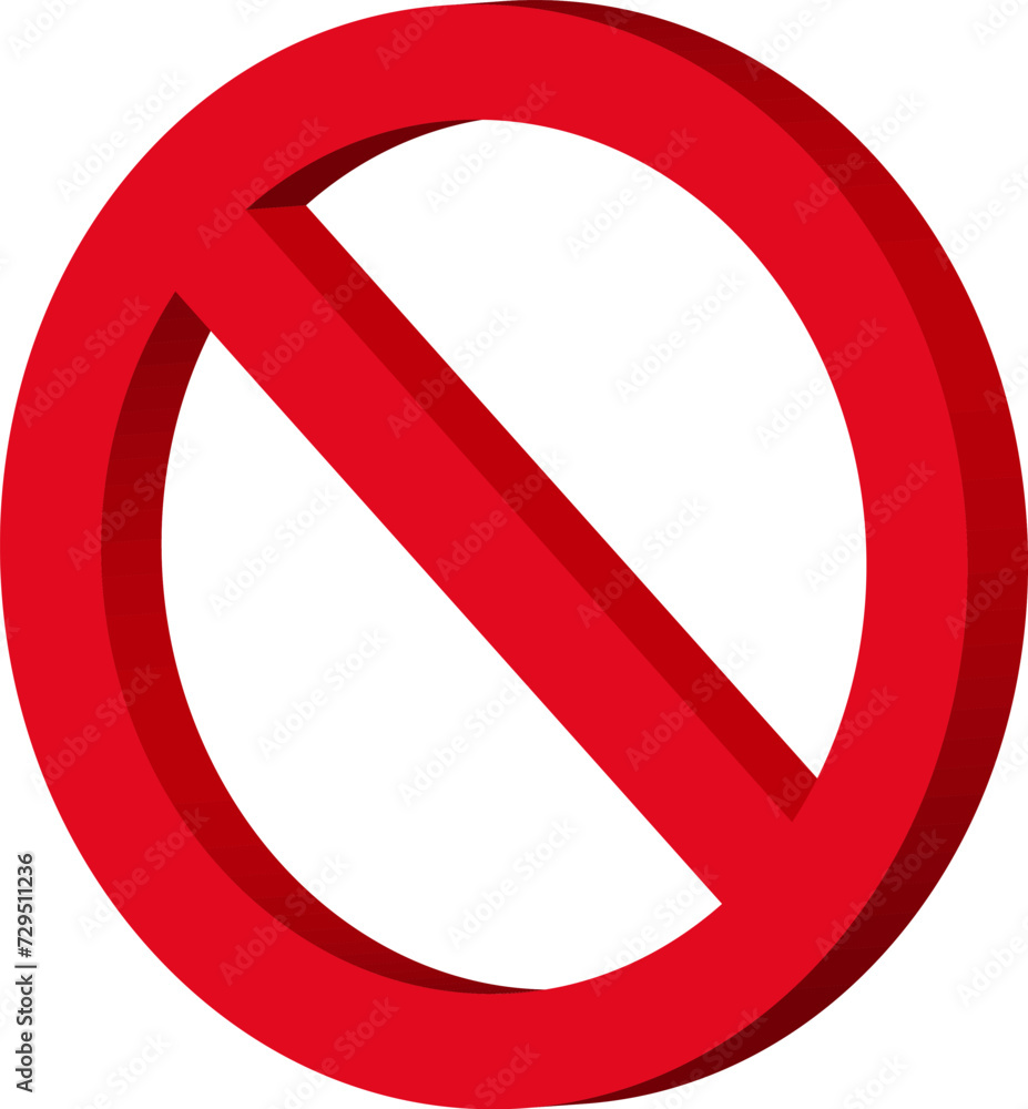 3d Sign forbidden. No sign. Icon symbol ban. Do Not Enter. Red circle ...