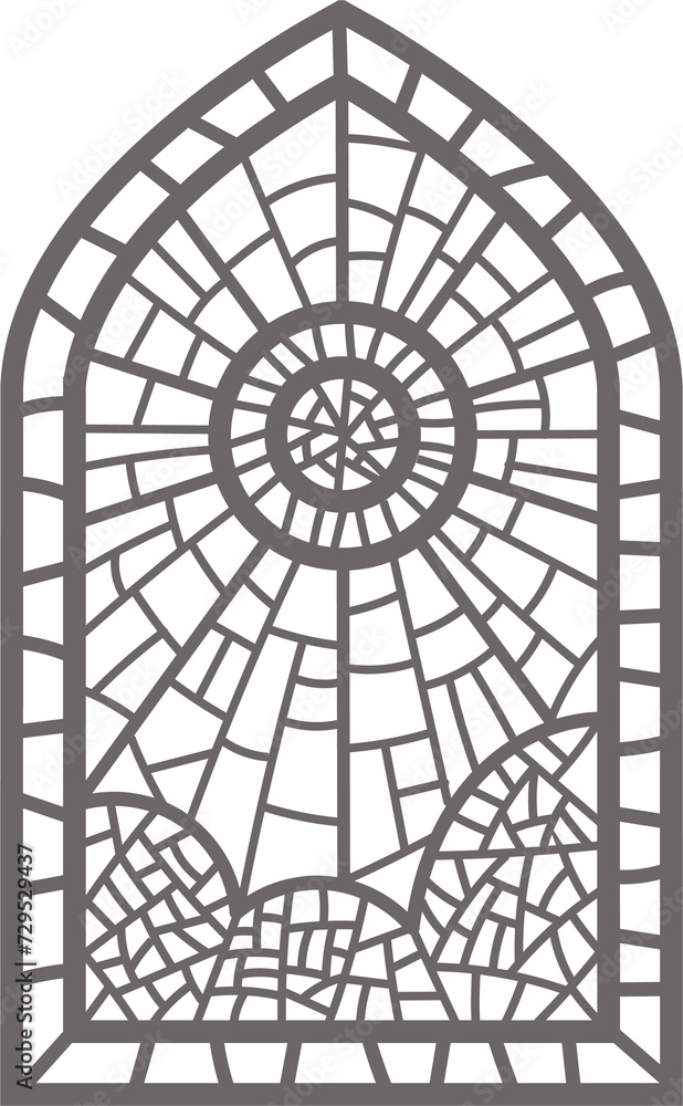 Church glass window. Stained mosaic catholic frame with religious ...