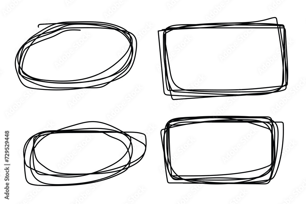 Set hand drawn rectangle, Hand drawn vector framework, doodle cartoon ...