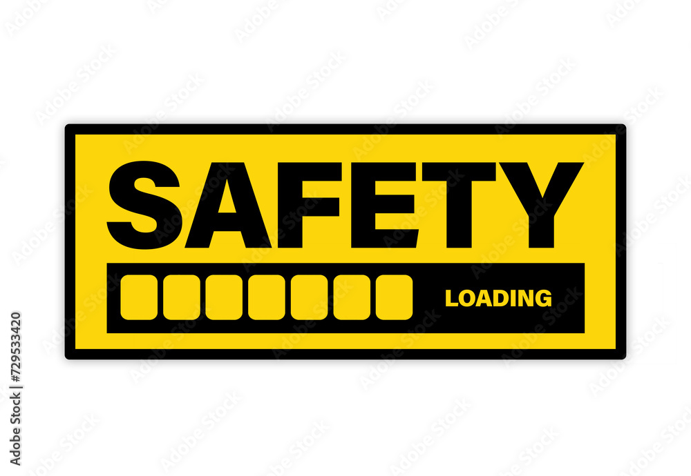 Yellow and black safety sign showing a progress bar loading Stock ...