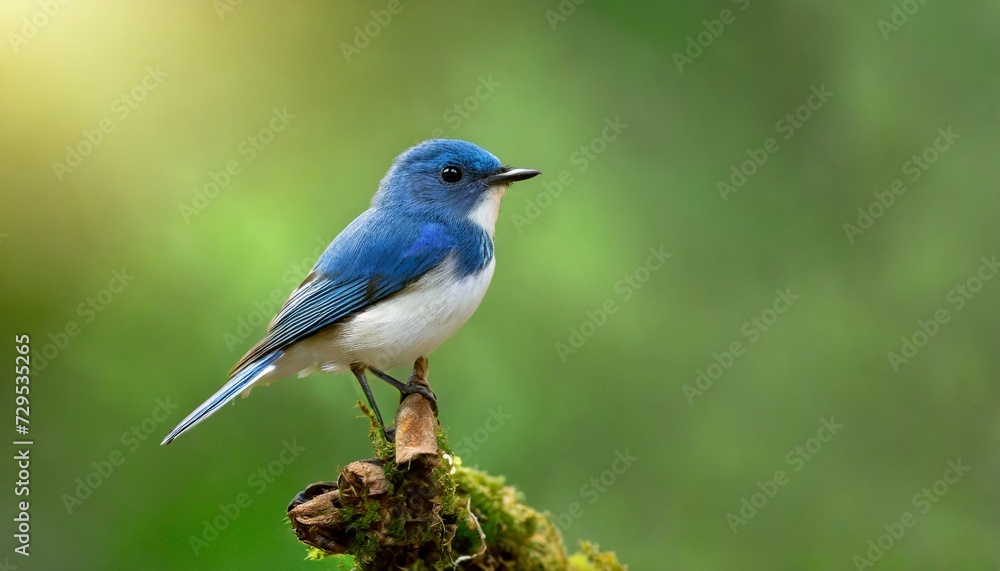 ultramarine flycatcher superciliaris ficedula cute blue bird perching ...
