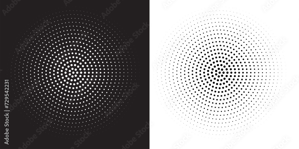Halftone circle frame dotted background set. Round border Icon using ...
