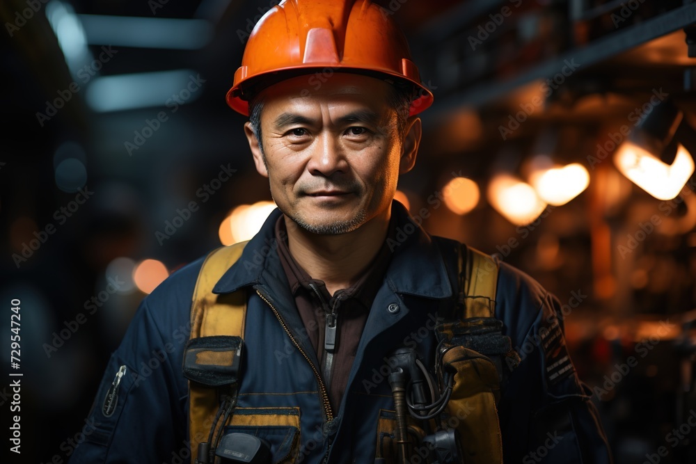 Technical Mastery: An Asian Industry Maintenance Engineer Stands as a ...