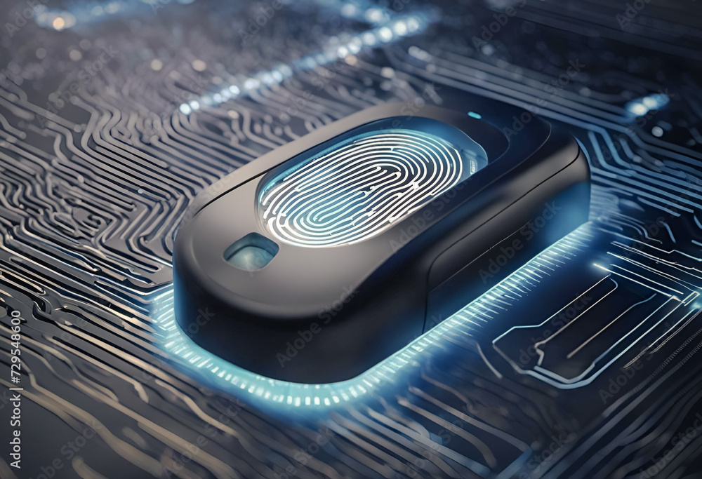 Wireless computer mouse with fingerprint recognition on a circuit board ...