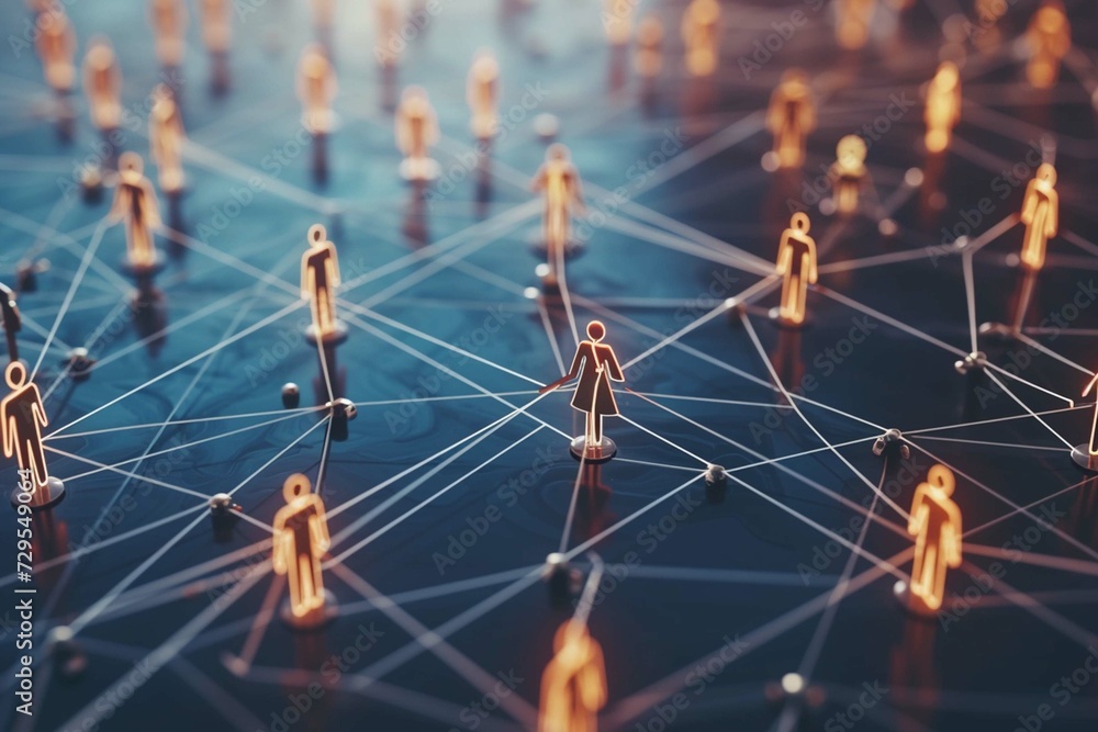 ภาพประกอบสต็อก Network of peoples relations. Female network. people ...