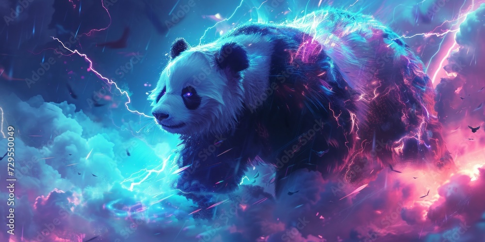 Majestic Fusion of Panda and Lightning - Fluffy Creature with Fur ...
