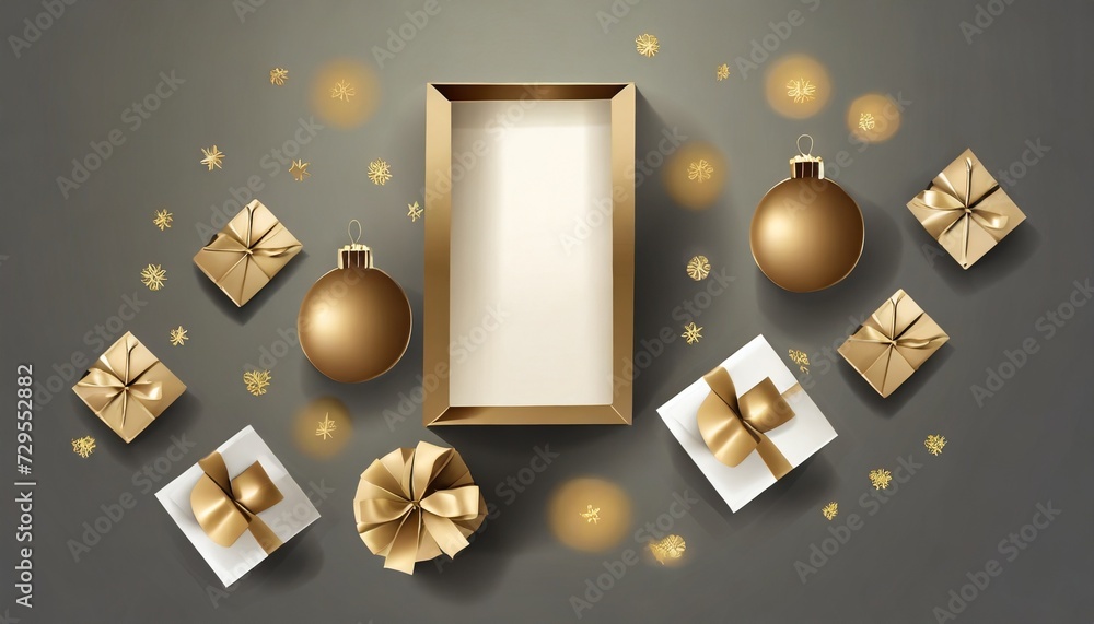 empty gift box template top view xmas design realistic decorative ...