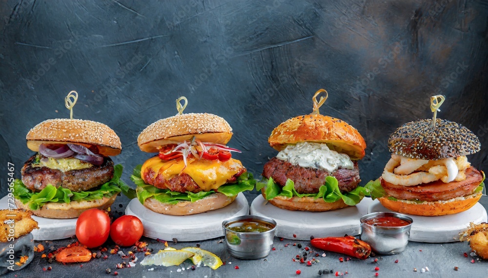 superset of delicious juicy beef burgers cheeseburgers fishburgers made ...