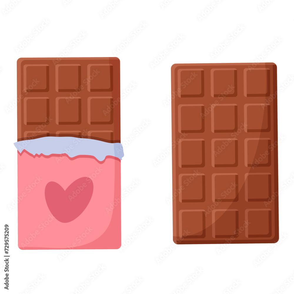 simple vector chocolate in packaging with a heart and chocolate without ...