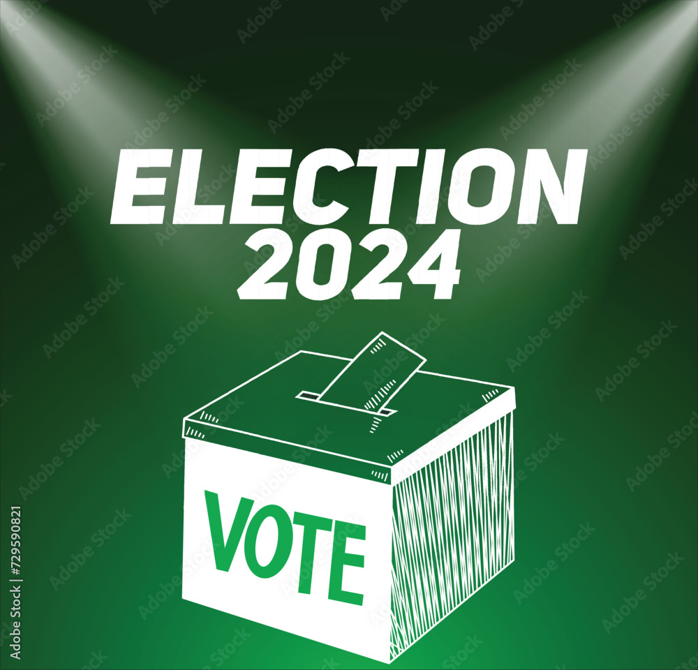 "Election 2024" design. Elections Campaign design with a ballot box and ...