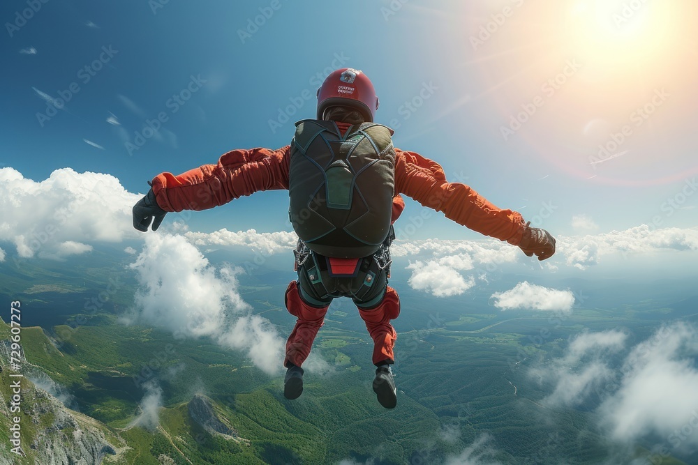 Skydiving athlete floating in the air Extreme sports challenge human ...