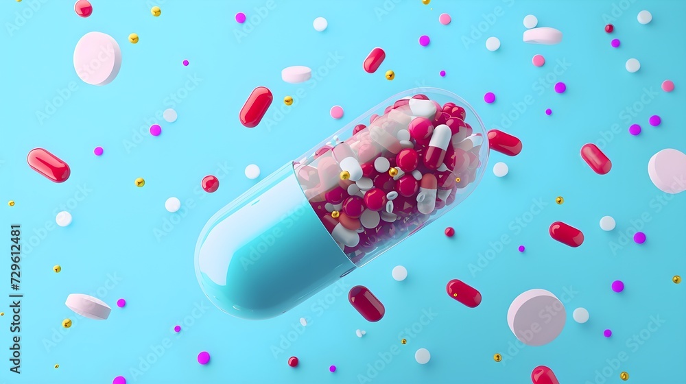 ADHD Medication Concept: Pill Capsules with Symbols, Clean Graphic ...