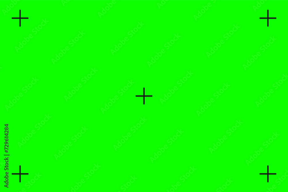 Green screen chroma key background, viewfinder camera frame, video film ...