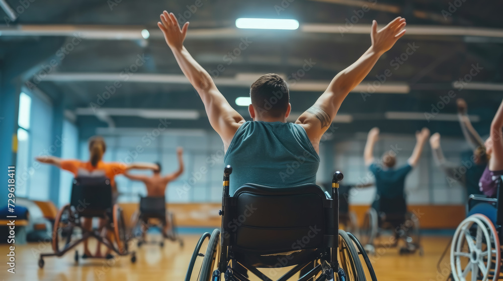 disabled person in a rehabilitation session, sport for the disabled ...