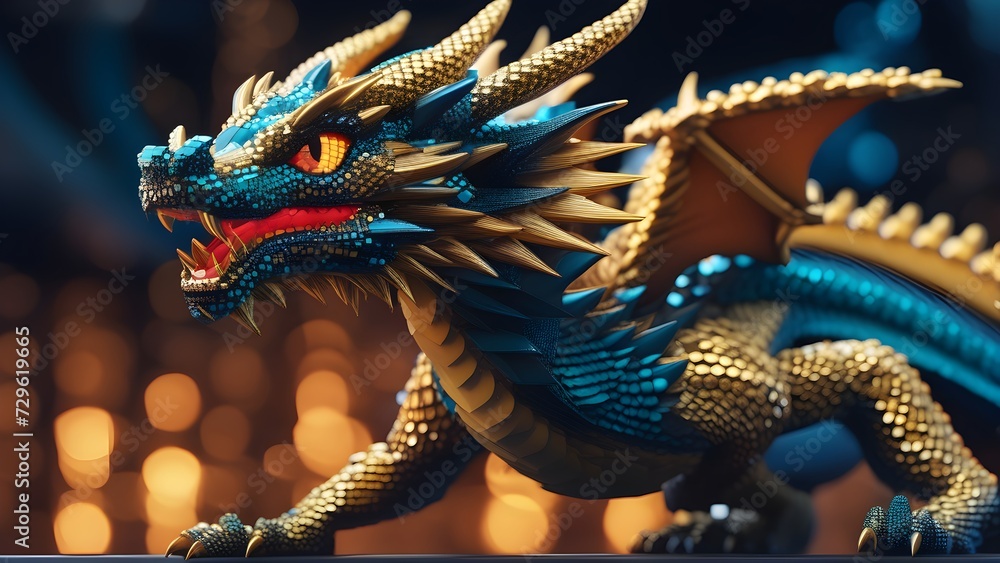 Ilustração do Stock: Voxel pixel art dragon. Cut dragon with big eyes ...