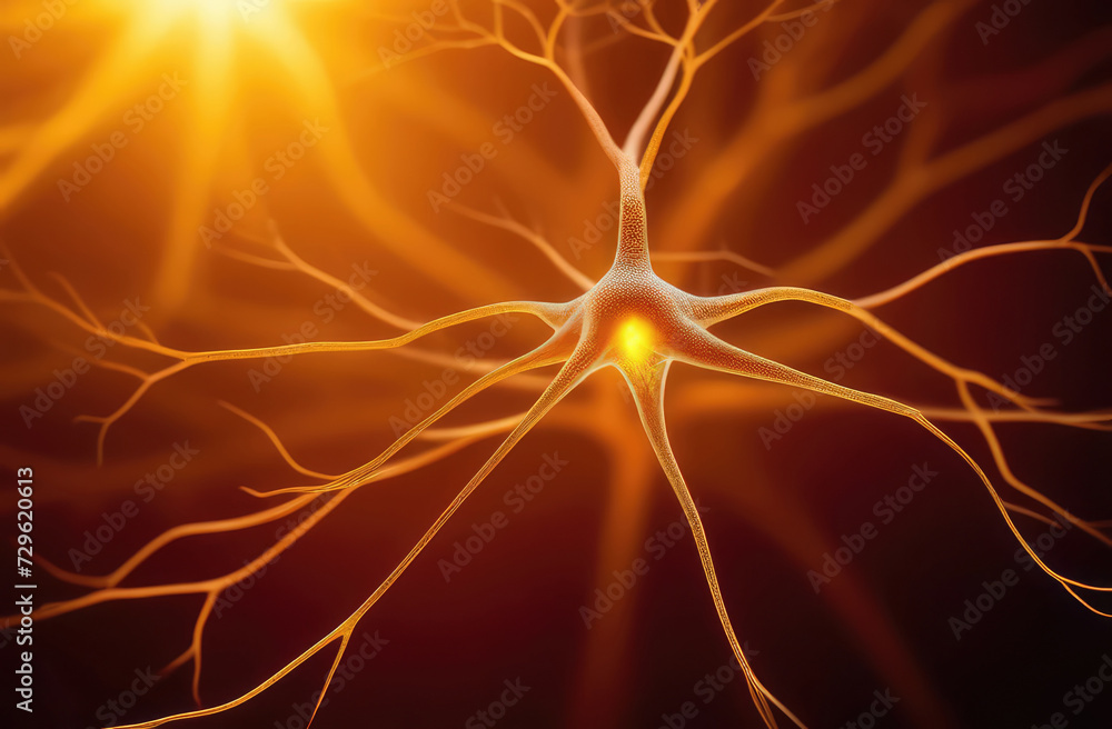 Neural network - images of neural cells. Synapse on dark background ...
