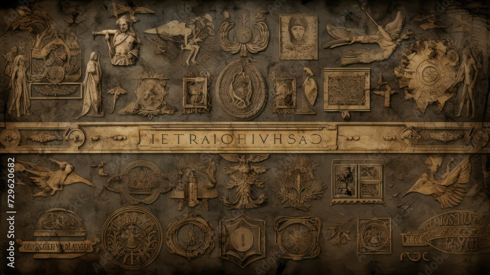 Background with old ancient roman signs created with Generative AI ...