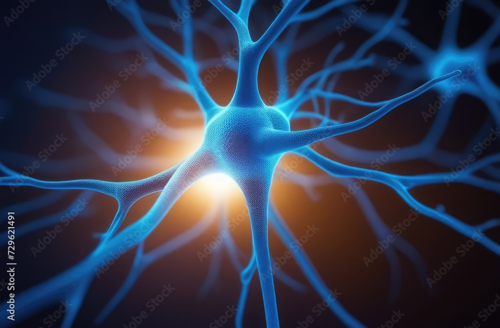 Neural network - images of neural cells. Synapse on dark background ...